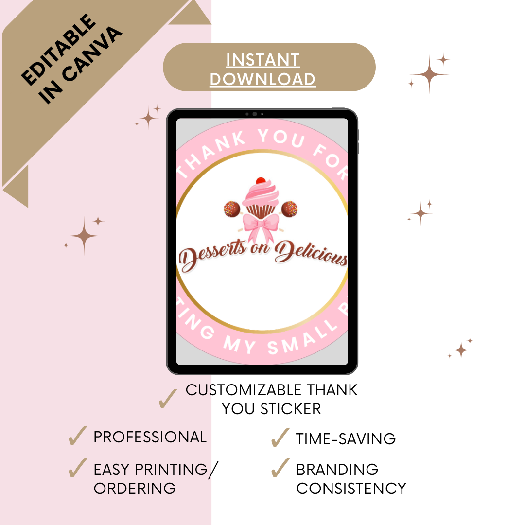 Editable Thank You Sticker | Desserts On Delicious